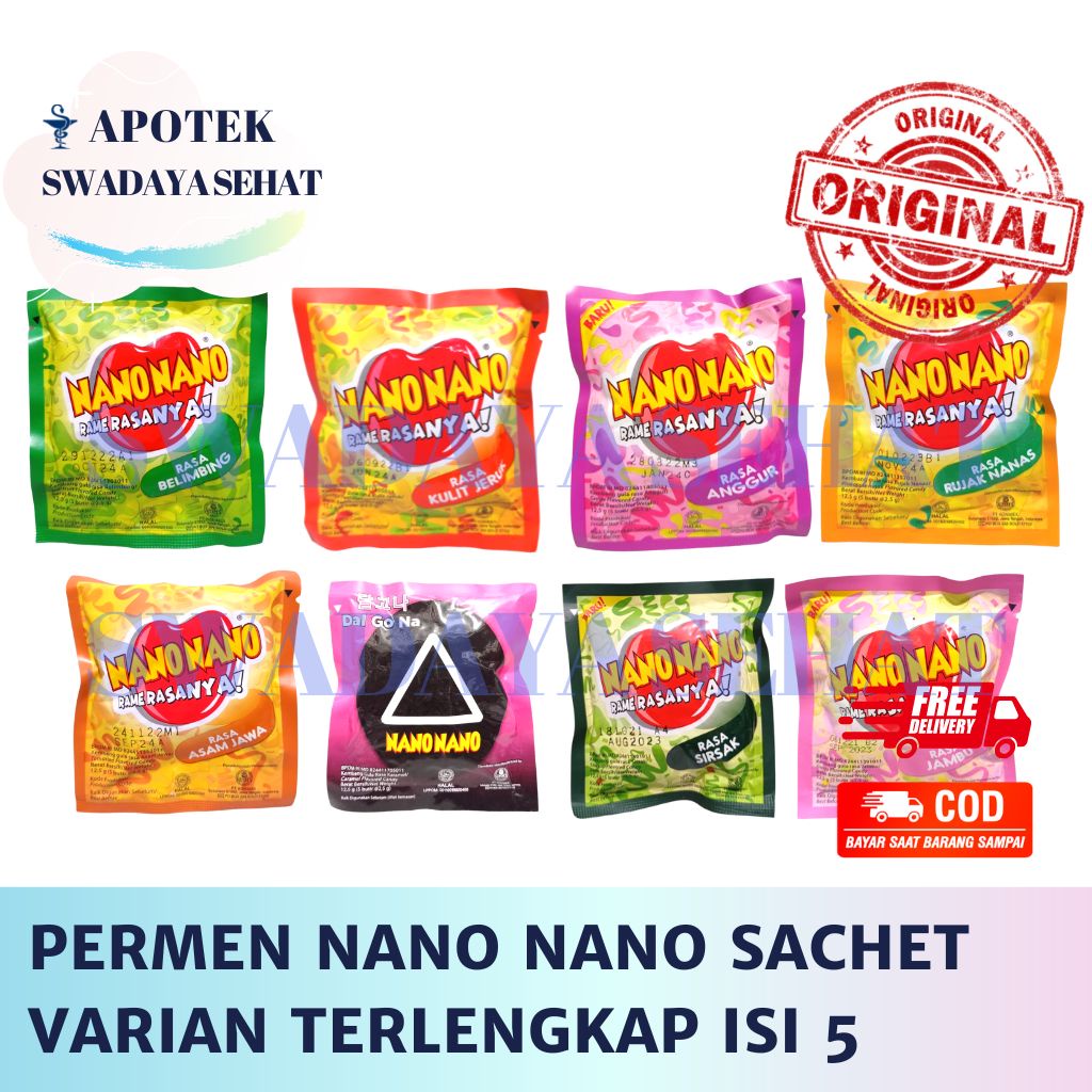 Jual PERMEN NANO NANO SACHET Isi 5 Varian Terlengkap Butir Permen Rasa Kulit Jeruk Rame Rasanya ...