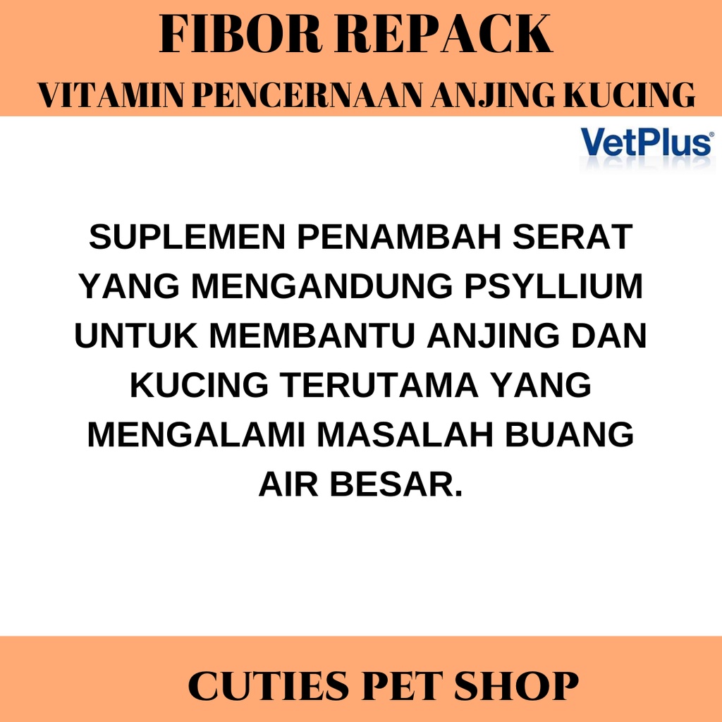 Jual FIBOR VET PLUS VITAMIN SUPLEMEN PENCERNAAN ANJING KUCING UNTUK PUP ...