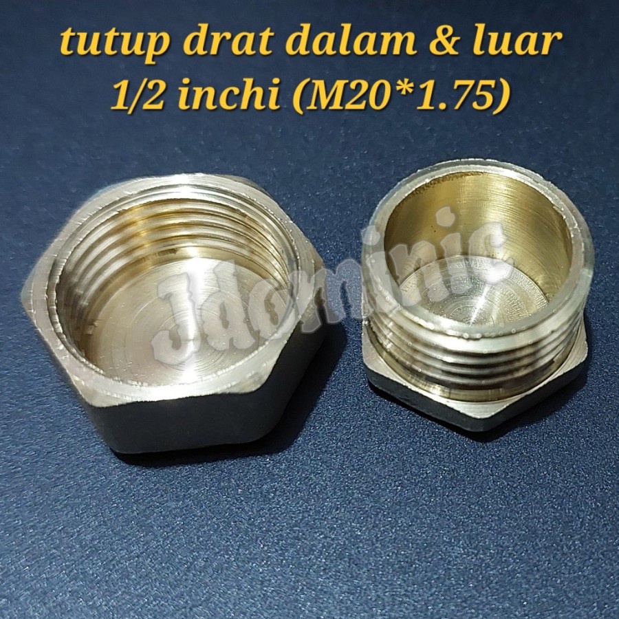 Jual tutup drat ulir 1/2 dalam luar kuningan end plug stop door dot ...