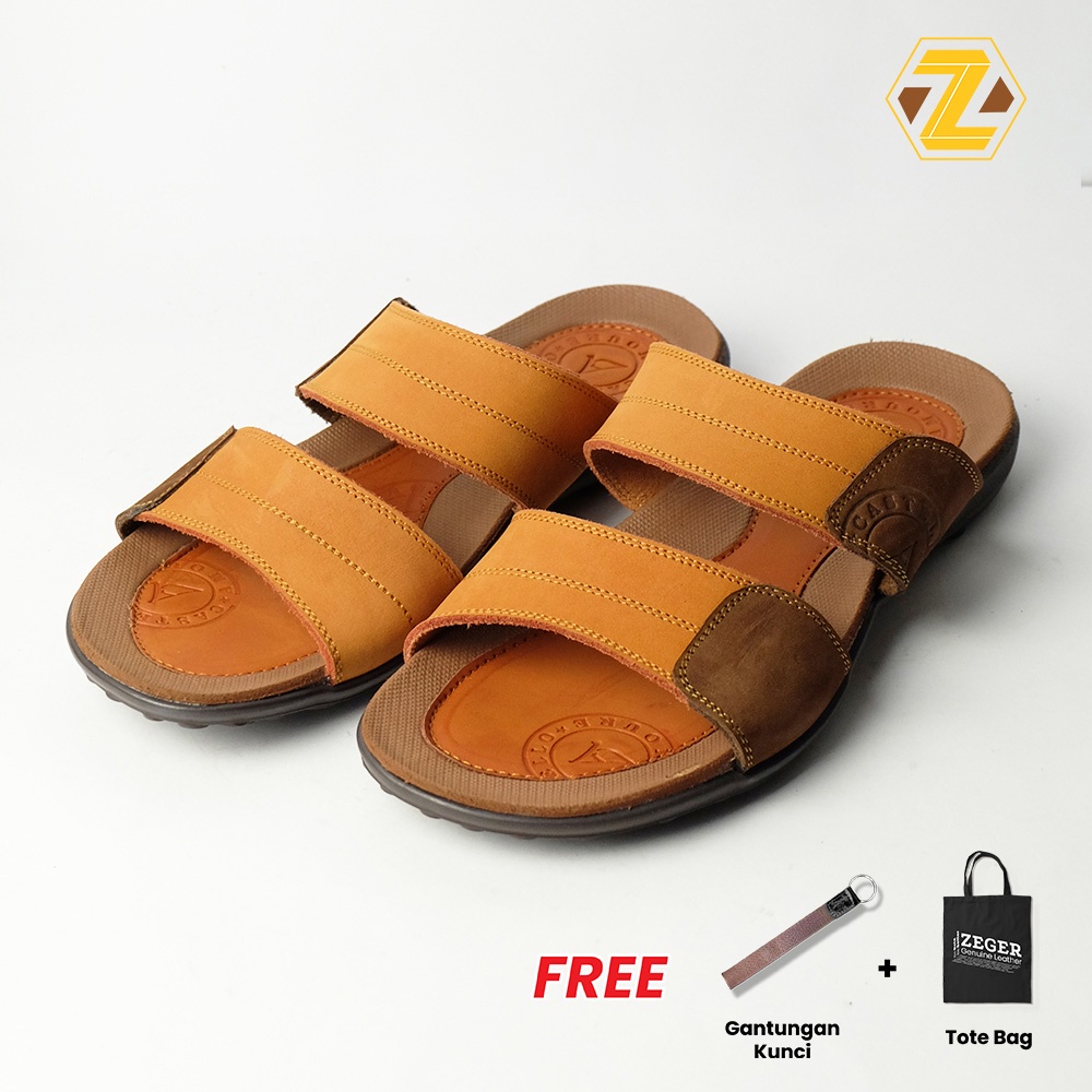 Jual ZEGER Sandal Kulit Pria Casual Selop Ban Dua - Bellamo 886 ...