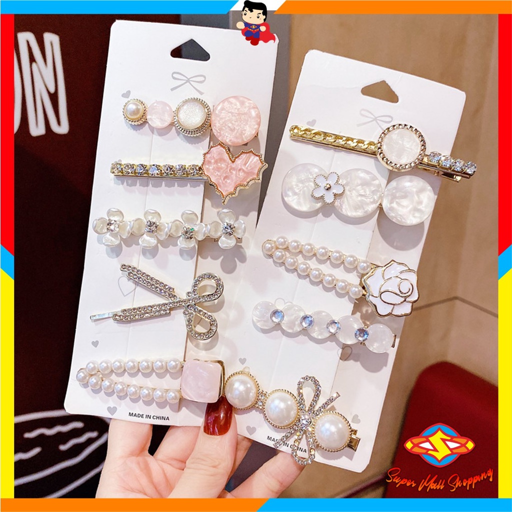 Jual SMS Jepit Rambut Mutiara 5 IN 1 Jepitan Rambut Fashion Wanita ...