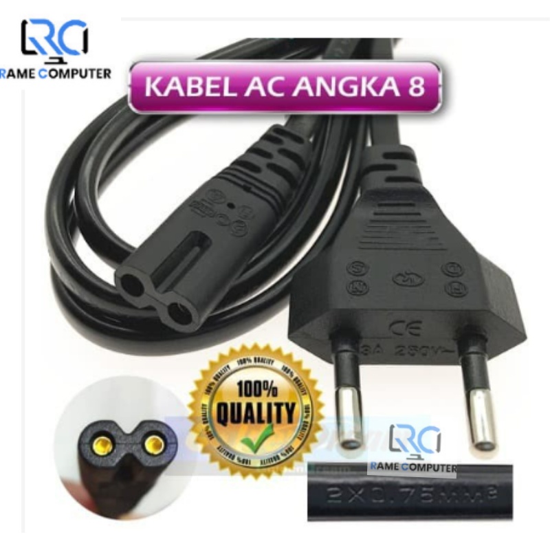 Jual Kabel Power Angka 8 Cable Wire 2x0.75 AC Cord Printer Radio PS2 ...