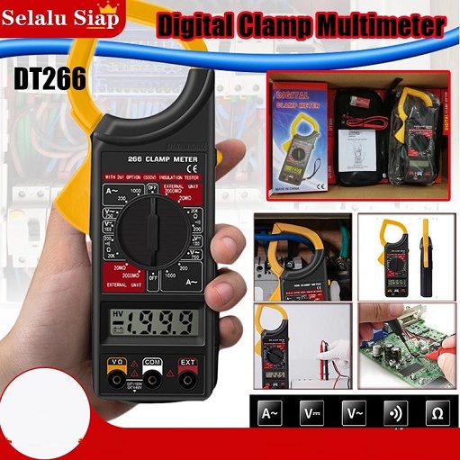 Jual Digital Klem Clamp Multimeter Tester Seri DT266 Tang Ampere ...