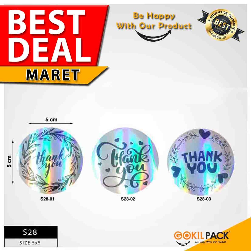 Jual Sticker Thank You | Label Ucapan | Laminating Hologram |Sticker ...