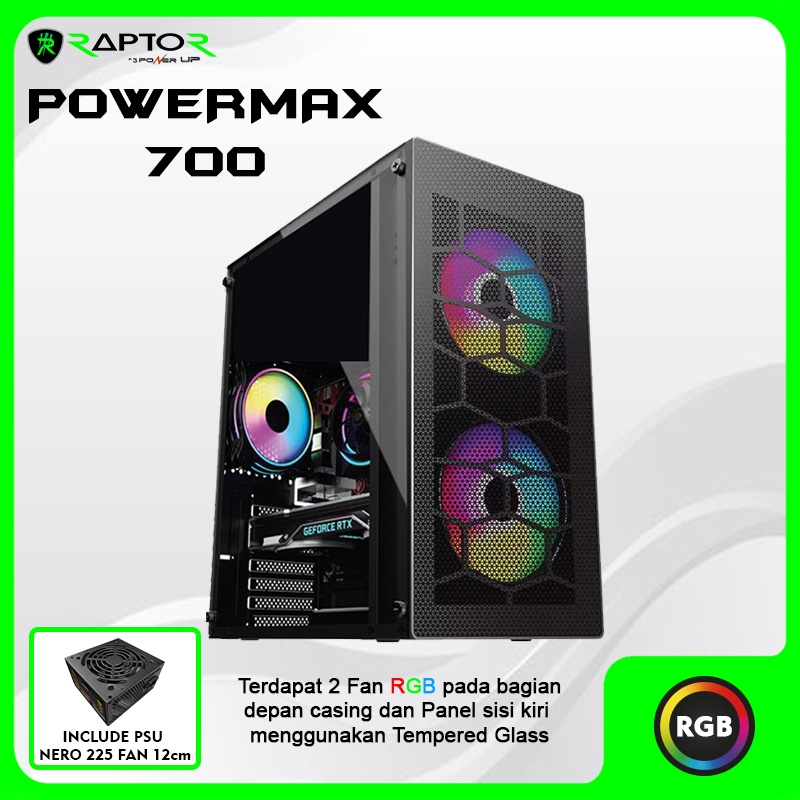 Jual Casing Gaming PC RAPTOR POWERMAX 700 - with PSU NERO 225 + 2 FAN | Shopee Indonesia