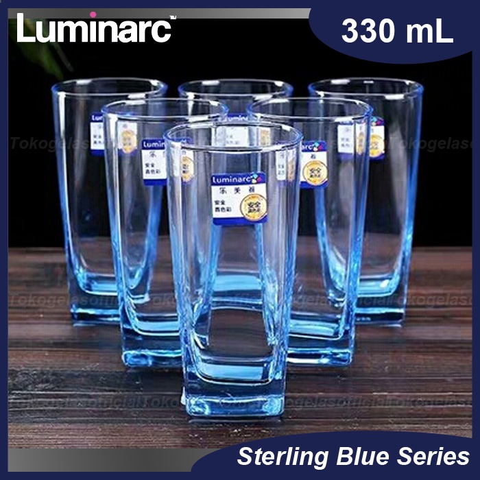 Jual 1 SET ISI 6 PCS LUMINARC STERLING BLUE/GELAS LUMINARC/GELAS KACA ...