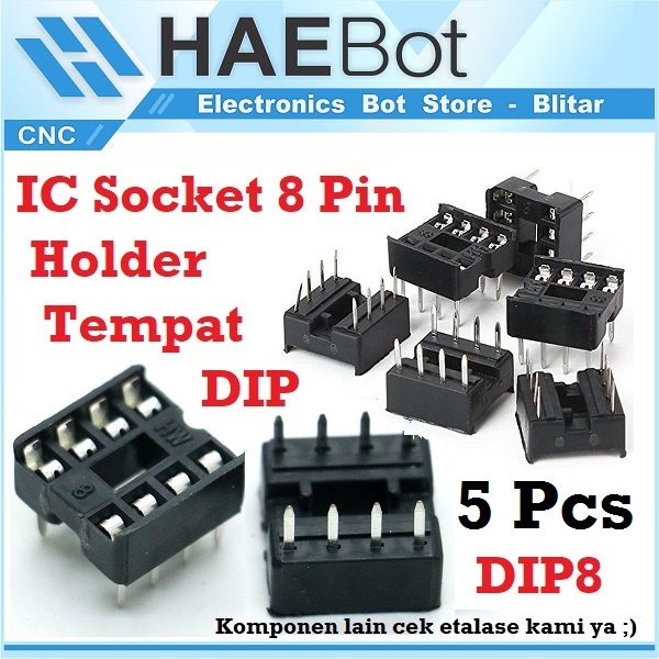 Jual [HAEBOT] Socket IC DIP 8 Kaki Pin Aesi Dudukan Tempat Slot IC ...