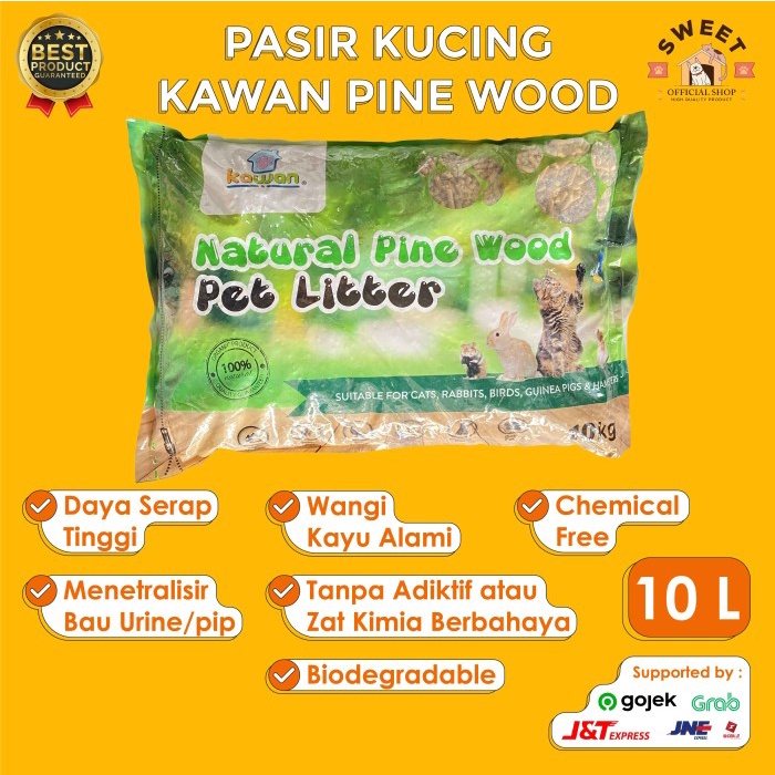 Jual Pasir Kucing Kawan Pine Wood Pellet 10 L Pasir Alas Serbuk Pelet ...