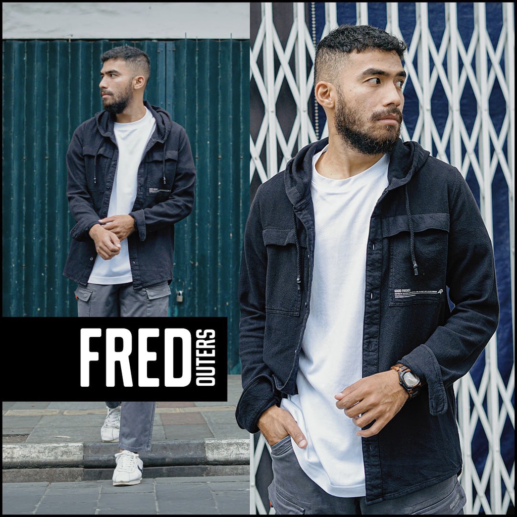 Jual GOODFRIENDS Hoodie Shirt Outer FRED Black | Shopee Indonesia