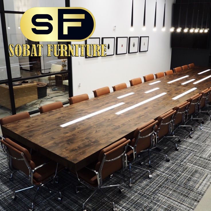 Jual Meja Rapat Meeting Panjang Minimalis Kayu Jati Tebal dengan Kaki ...