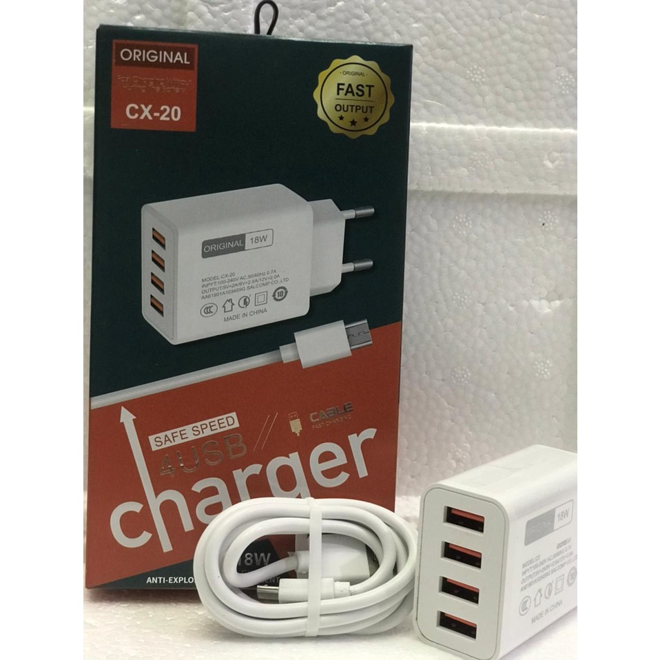 Jual Charger Casan HP Tipe Micro 4 USB CX-20 3.1A 18W SUPER CHARGING ...