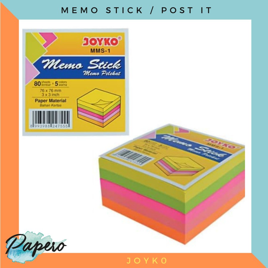 Jual Memo Stick Kertas MMS-1 / Post It / Sticky Notes - 5 warna / pack ...