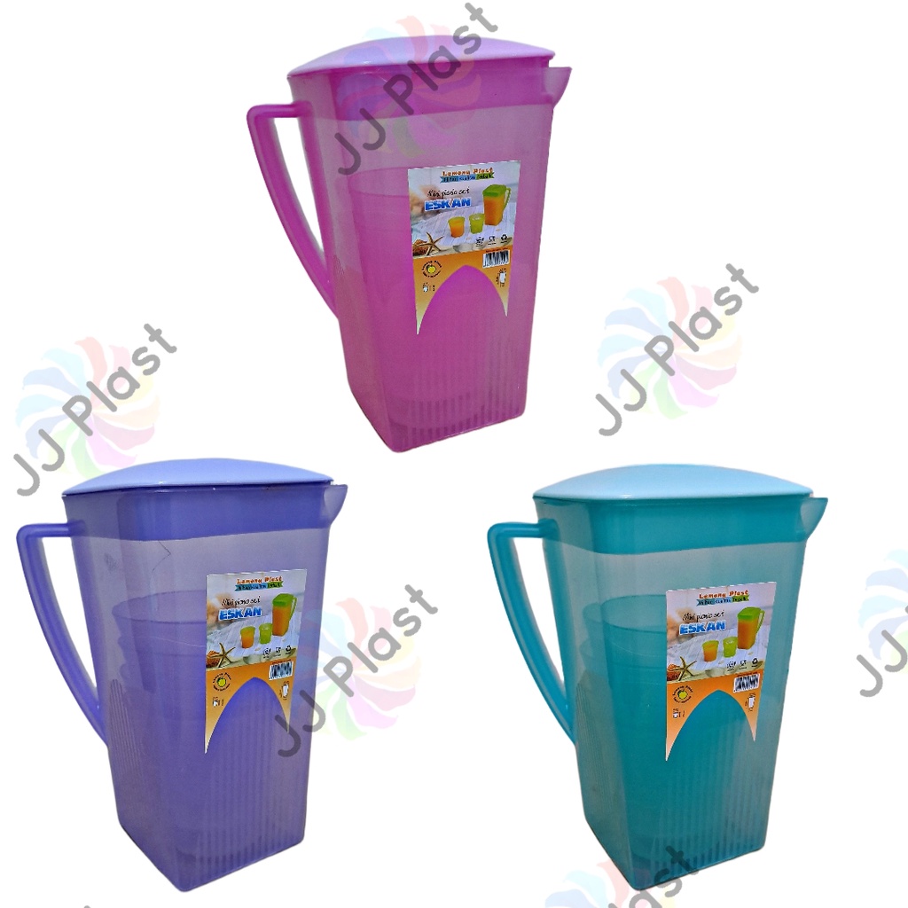 Jual Teko set gelas plastik/eskan set gelas 4 + teko mini picnic set ...