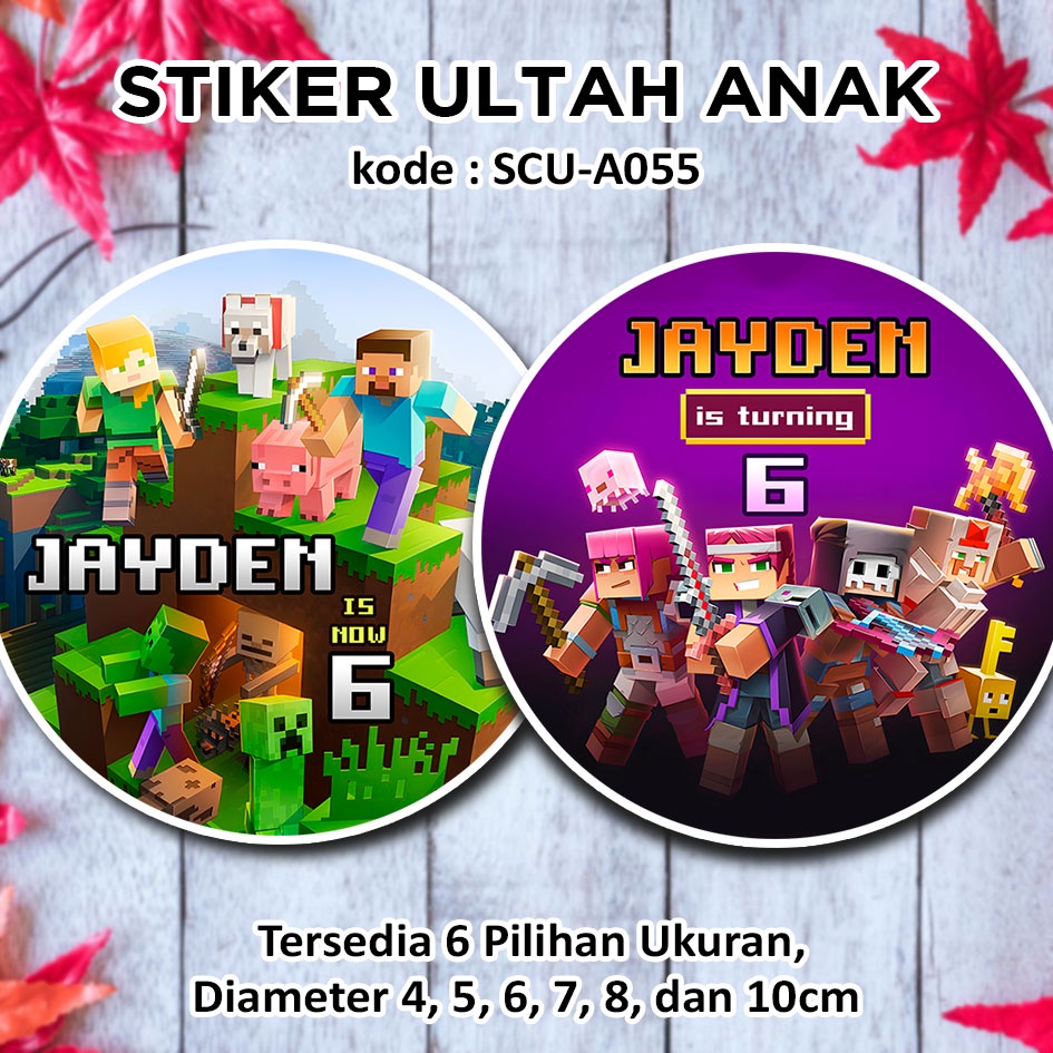 Jual STIKER ULTAH ANAK MINECRAFT DUNGEONS STICKER LABEL ULANG TAHUN ...