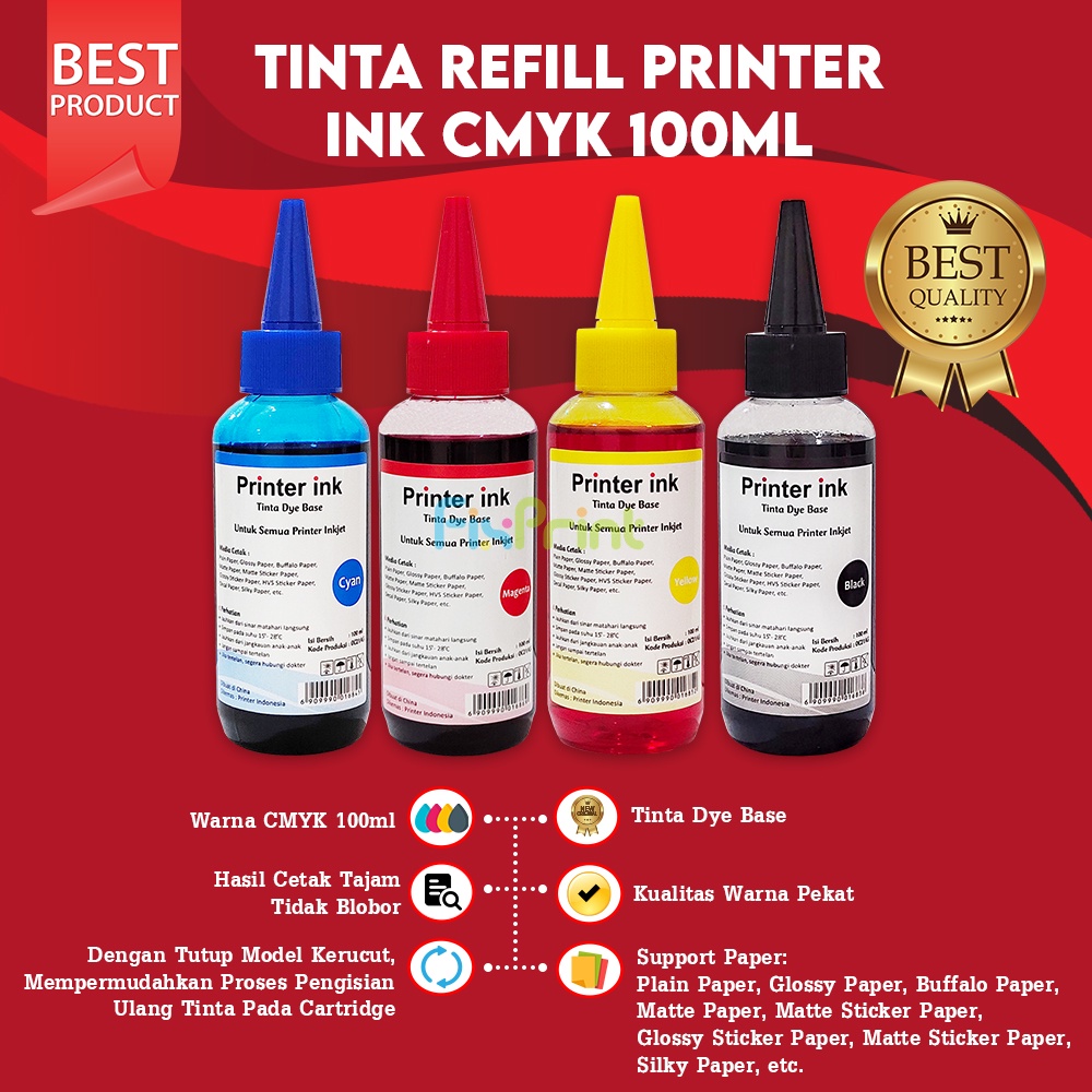 Jual Tinta Universal Ink 100ml Tinta Dye Base Refill Cartridge XP GT51 ...