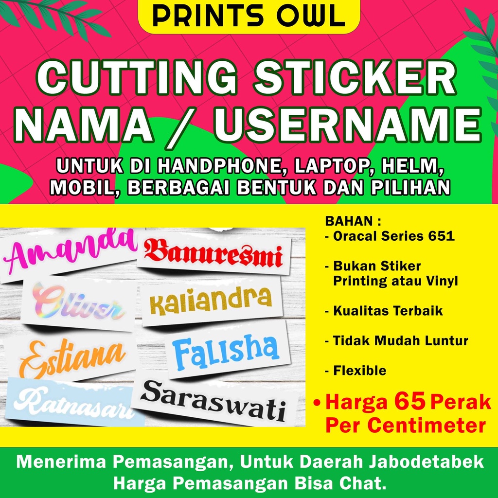 Jual Cutting Sticker Custom Nama Username Logo Termurah Untuk Neon Box ...