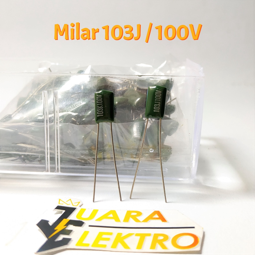 Jual (20 PCS) Capasitor Milar 103J / 100V Hijau | Kapasitor Milar 103 J / 100 Volt | Shopee ...