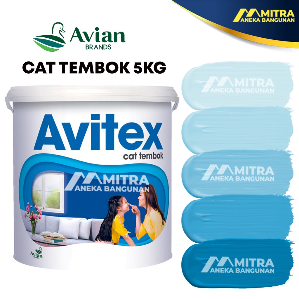 Jual CAT TEMBOK AVITEX INTERIOR 5 KG / AVIAN B3 WARNA BIRU | Shopee ...