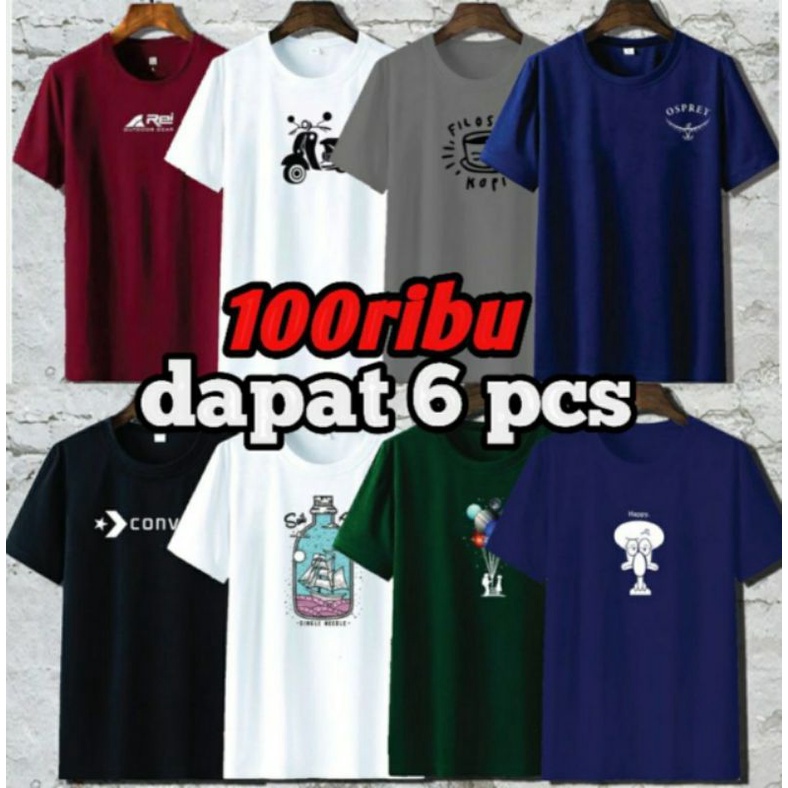Jual kaos distro 100 ribu dapet 6 pcs.gambar rondom warna dan zise kaos ...