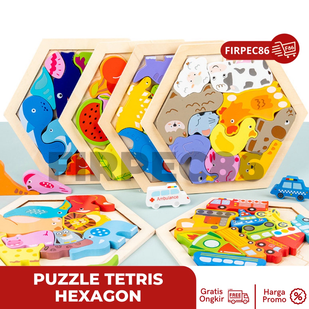 Jual Hexagon Creative 3D Puzzle | Wooden Matching Building Blocks | Puzzel Tetris Balok Kayu ...