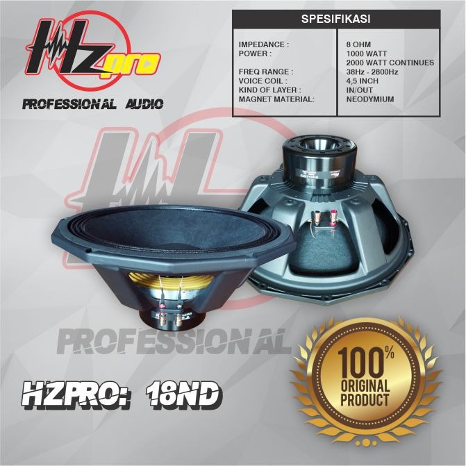 Jual SPEAKER KOMPONEN HZ PRO 18ND ORIGINAL (18INCH) | Shopee Indonesia