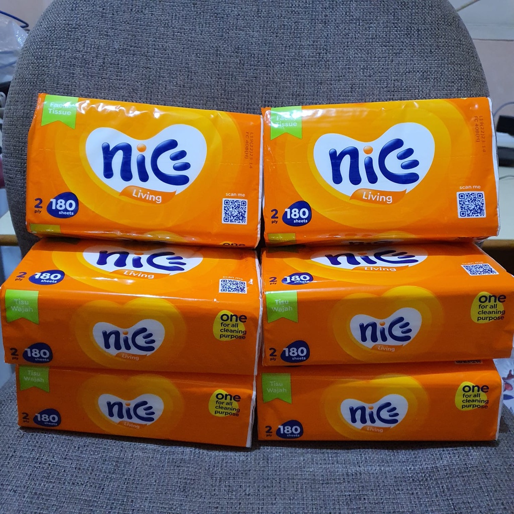 Jual Tisu Nice 180 Sheet Facial Tissue 180 Sheets / 360 Helai | Shopee ...