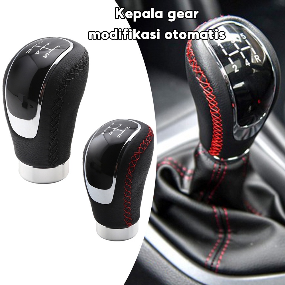 Jual 5 Kecepatan Hitam Jahitan Kulit Manual Mobil Gear Shift Knob Stick ...