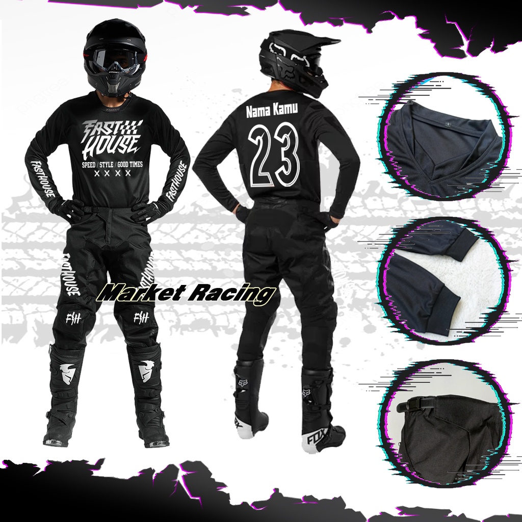 Jual Tshirt hitam putih Jersey Trail Jerset Celana Baju Cross Motocross ...