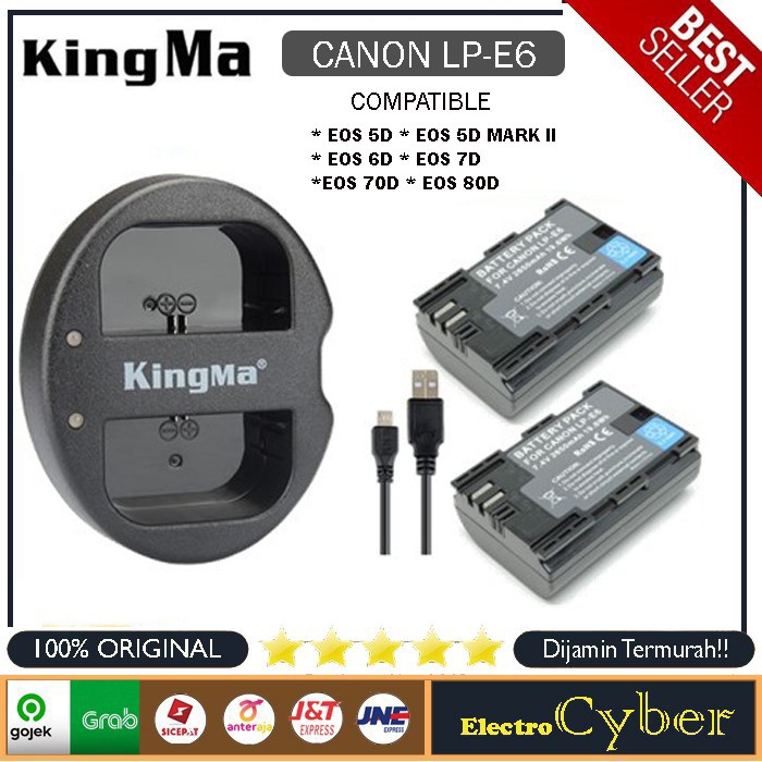 Jual KingMa Battery + Charger Set LP-E6 Canon 5D 5D2 5D3 80D | Shopee Indonesia