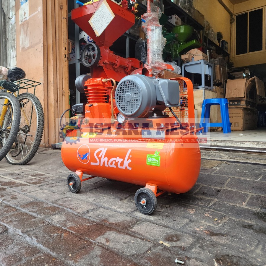 Jual MESIN KOMPRESSOR ANGIN UDARA SHARK 1/4HP 1 PISTON COMPLETE MOTOR ...