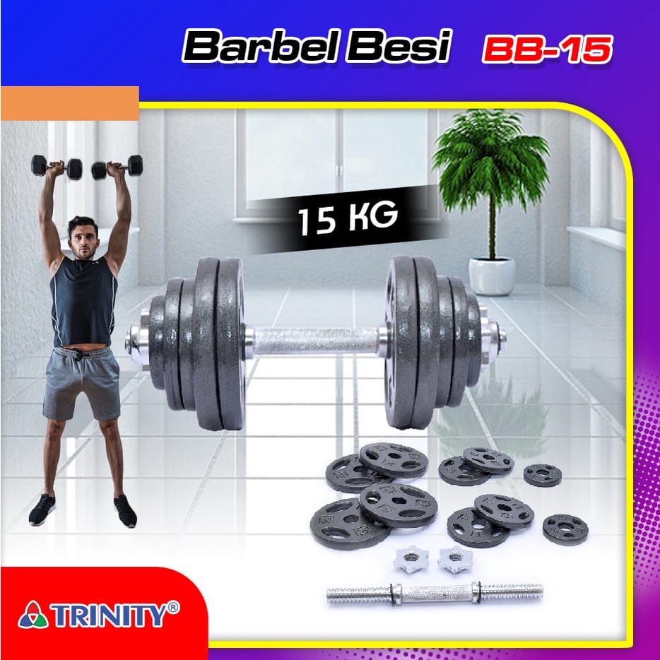 Jual Barbel Besi 15kg BB-15 Trinity - TRINITY | Shopee Indonesia