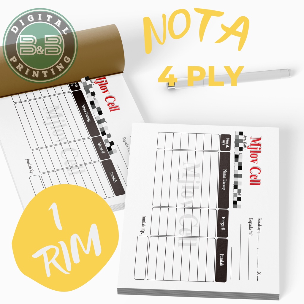 Jual Cetak Nota Custom Full Warna 4 PLY 1 Rim | Shopee Indonesia