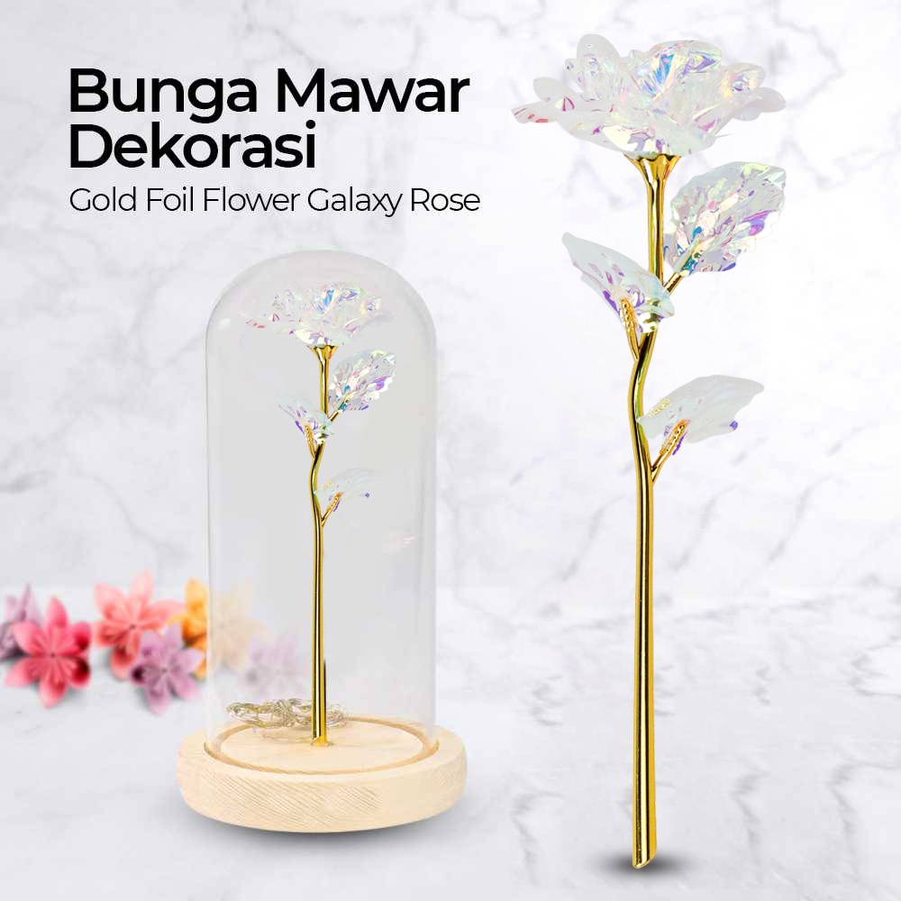 Jual Bunga Mawar Dekorasi Gift Hadiah Gold Foil Flower Galaxy Rose Box ...