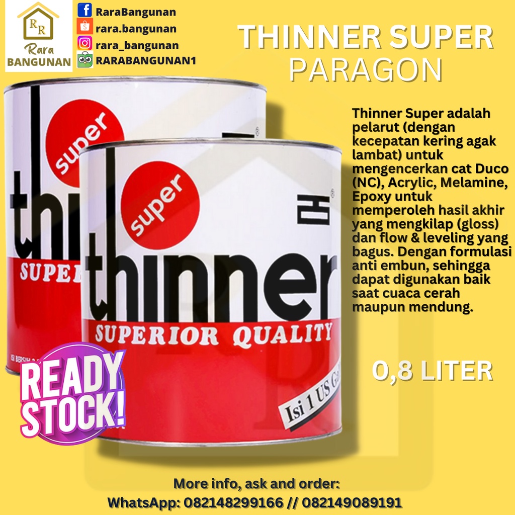 Jual Thinner Super by Paragon Paint Ukuran 0,8 & 5 Liter | Shopee Indonesia