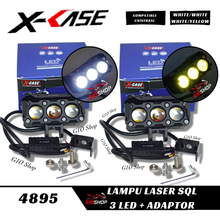 Jual Lampu tembak LED 3 mata Universal Motor Aerox Nmax Beat Mio vario ...