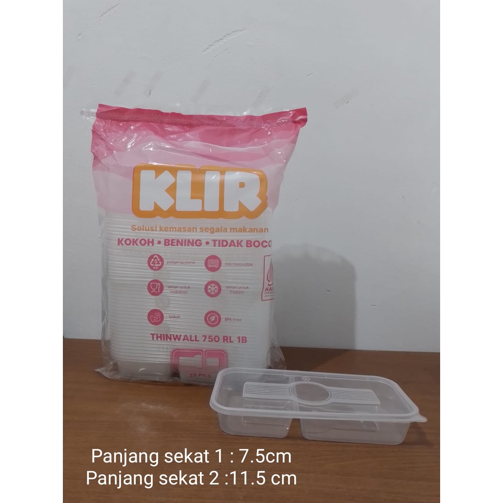 Jual Thinwall KLIR Rectangle Long Sekat 2 RL-1B 750ML Persegi Panjang ...