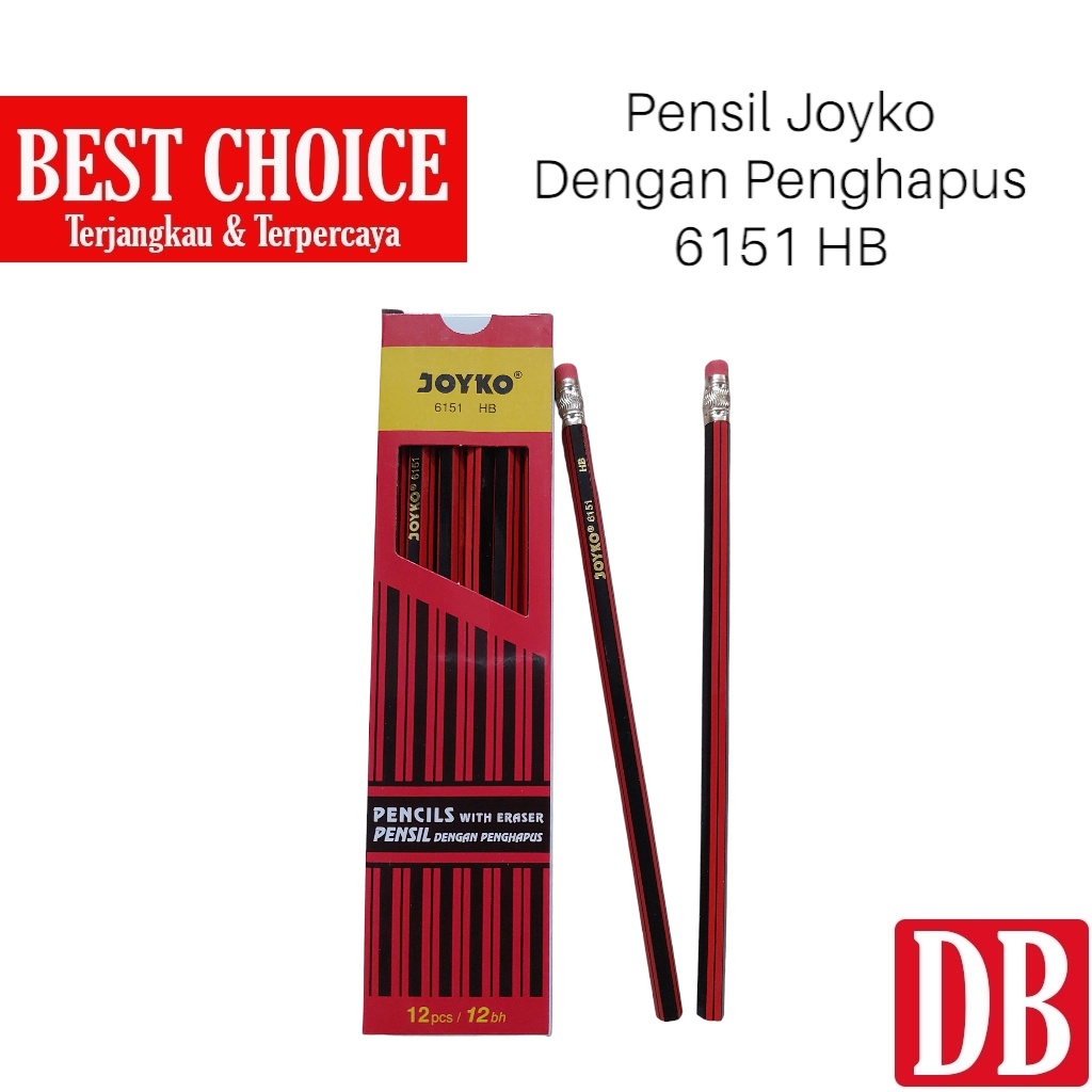 Jual Pensil HB / Pensil Tulis Dengan Penghapus Joyko 6151 HB (12pcs ...