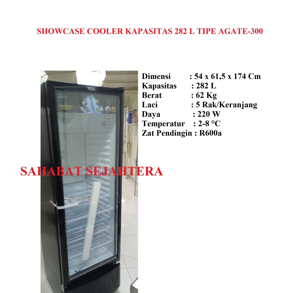 Jual RSA Showcase 1 Pintu AGATE-300.R Kulkas 1 Pintu 5 Rak Pendingin ...