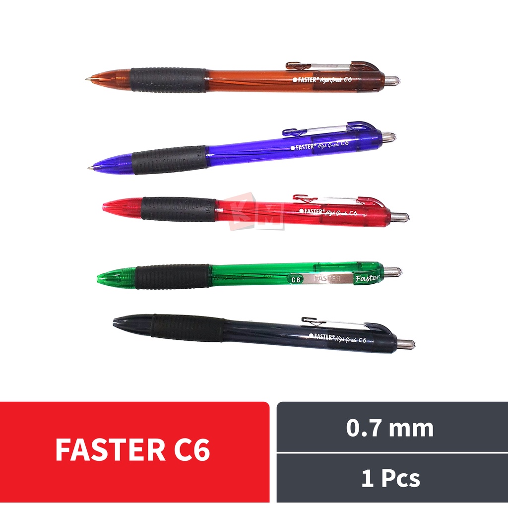 Jual Pulpen Ballpoint Pena Faster C6 C-6 Cetek Extra Fine 0.7 mm Hitam ...
