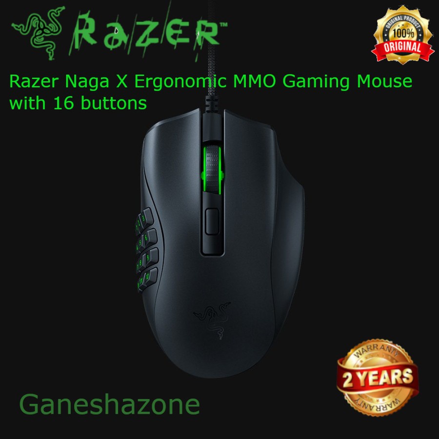 Jual Razer Naga X Ergonomic MMO Gaming Mouse with 16 buttons | Shopee ...
