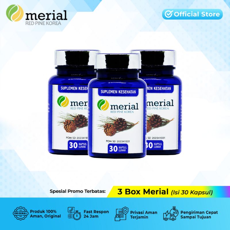 Jual Merial Red Pine korea 3 Box - Isi 30 Kapsul Atasi Kolesterol dan ...