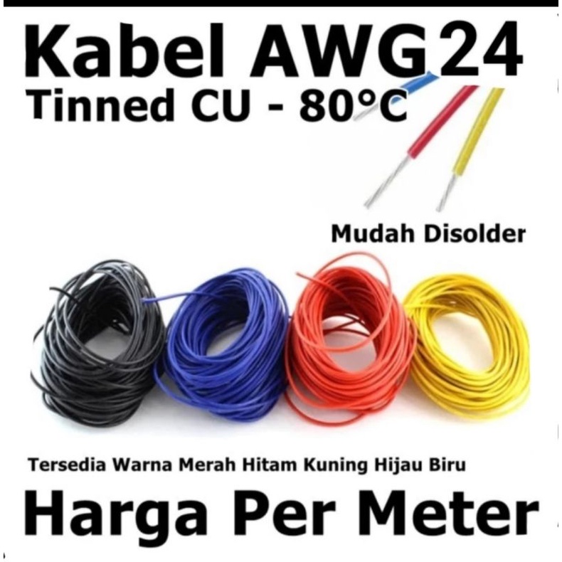 Jual kabel awg 24 awg24 high quality tinned cu per meter project ...