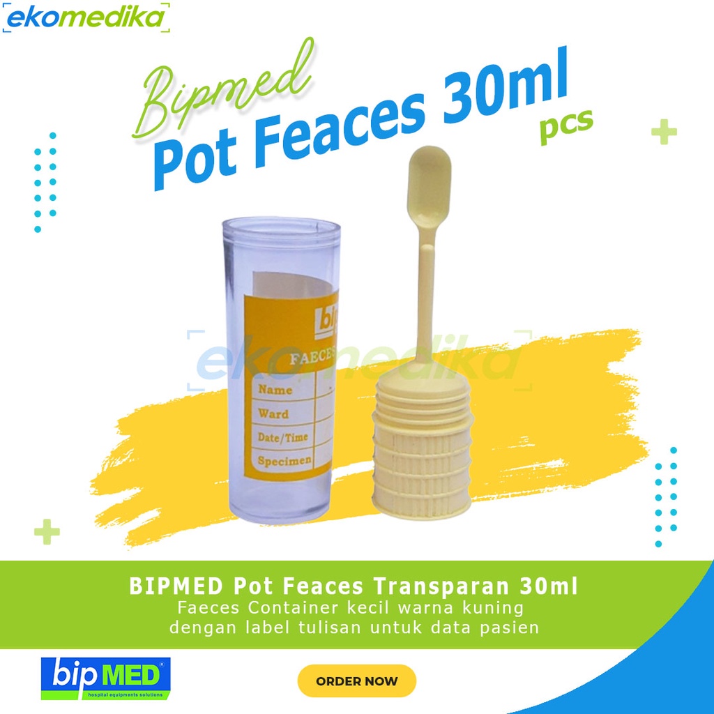 Jual BIPMED Pot Feaces Transparan + Sendok 30ml / Feses Container 30ml ...