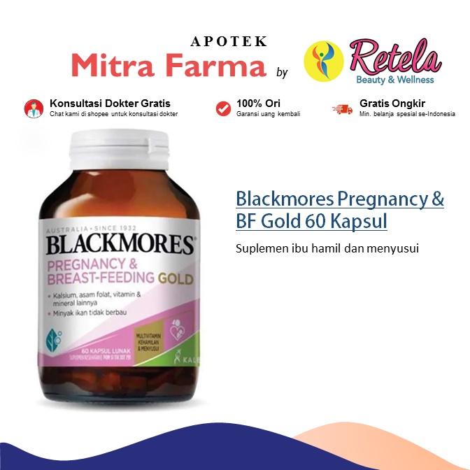 Jual BLACKMORES PREGNANT & BREASTFEEDING GOLD 1 BOTOL 60 TABLET ...