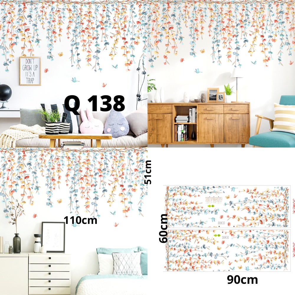 Jual WALLSTICKER WALLSTIKER WALL STIKER SETIKER STICKER DINDING TEMBOK WALLPAPER MOTIF BUNGA ...