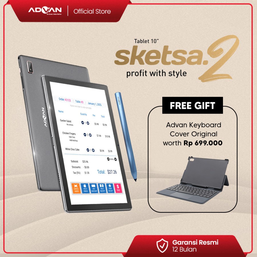 Jual Advan Tab Sketsa 2 4GB / 64GB 10" Tiger T310 Android 11 Garansi Resmi + Free Stylus ...