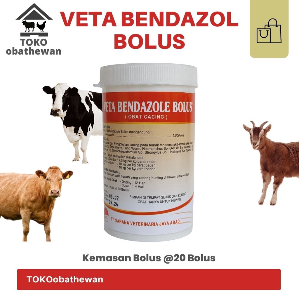 Jual VETA BENDAZOL BOLUS (20 pcs) - Obat Cacing Bolus - Obat Cacing ...