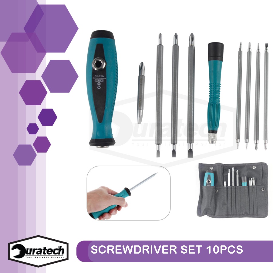 Jual Screwdriver set 10pcs obeng reparasi magnetik presisi bolak balik ...