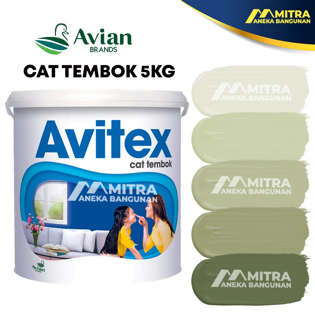 Jual CAT TEMBOK AVITEX INTERIOR 5 KG / AVIAN N12 SAGE GREEN | Shopee ...