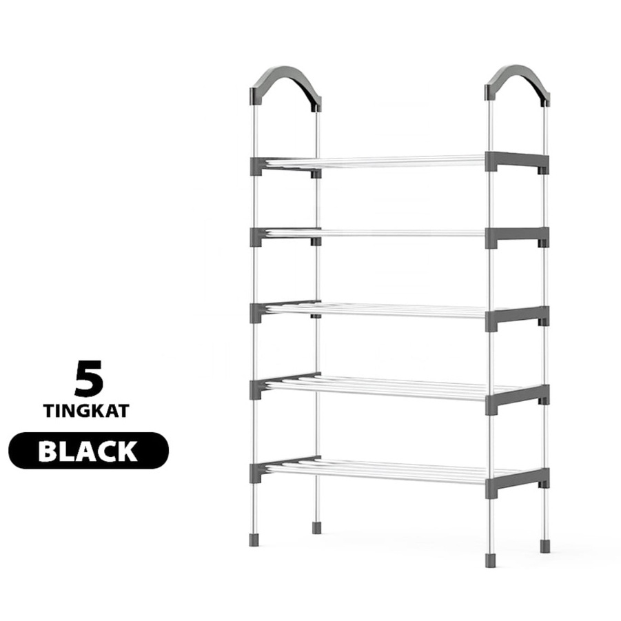 Jual Rak Sepatu Tingkat 5 Layer Portable Plastik/Besi Multifungsi ...